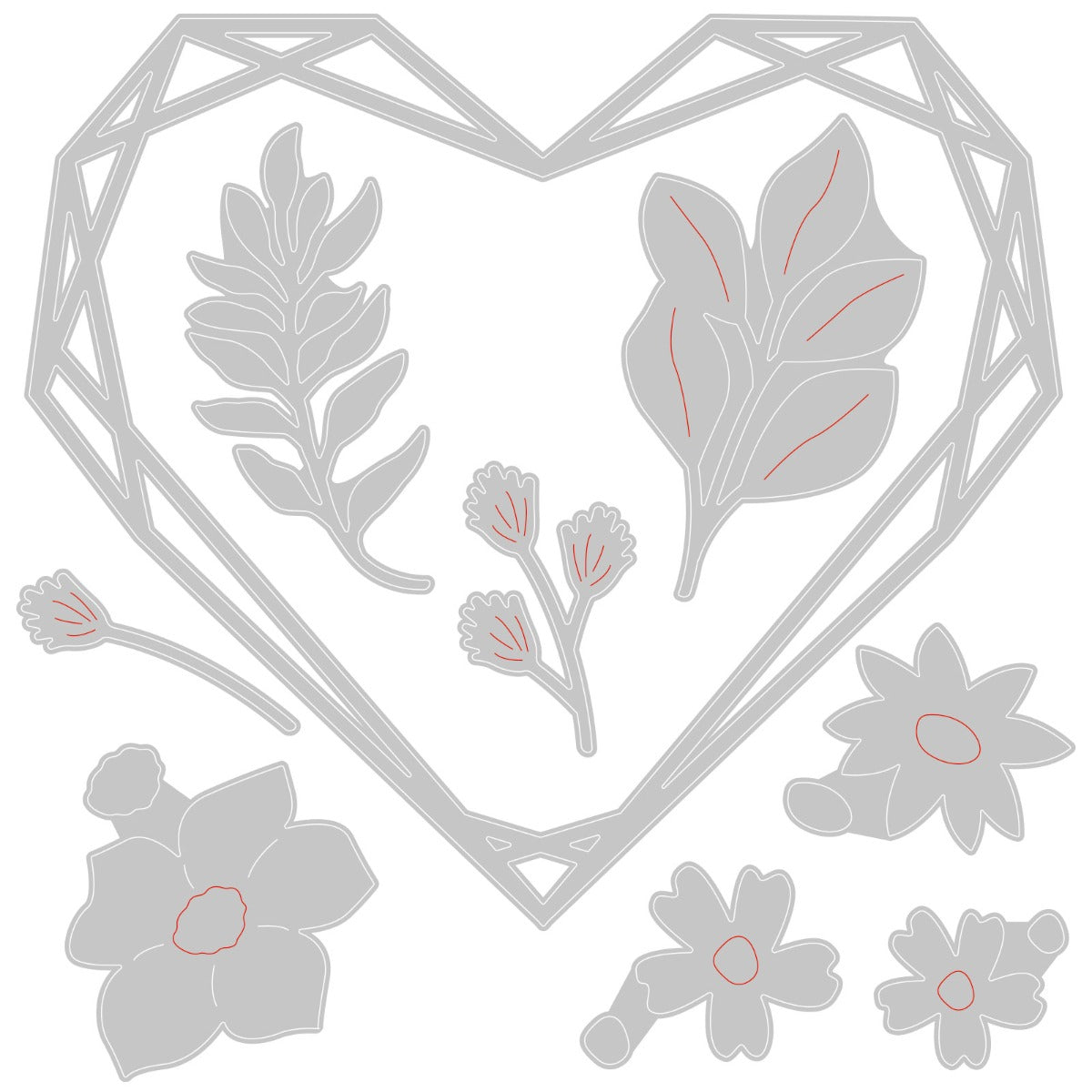 Sizzix Thinlits Die Set 9PK - Floral Geo Heart Frame – Sizzix.com