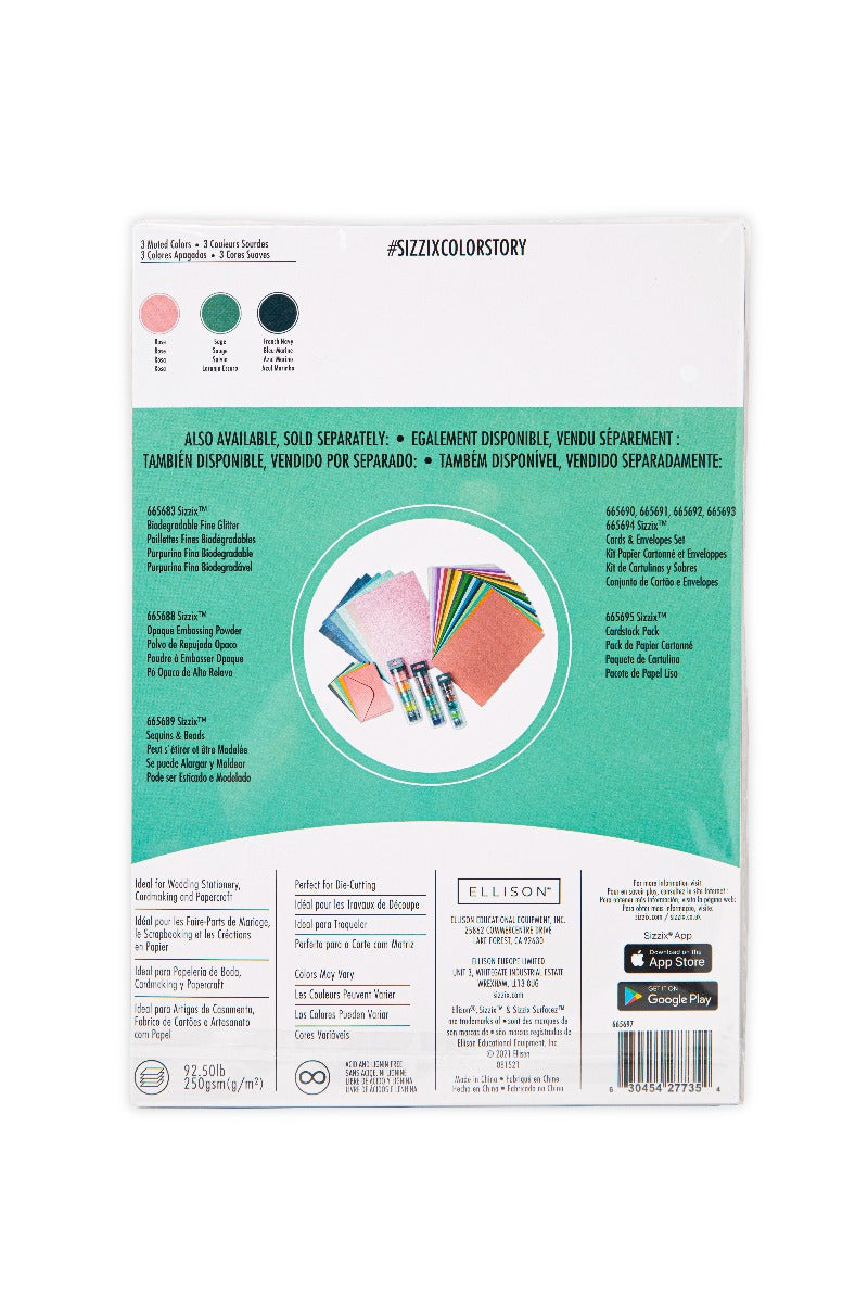 Sizzix Surfacez - Opulent Cardstock Pack, 8" x 11 1/2", Muted, 60 Shee ...