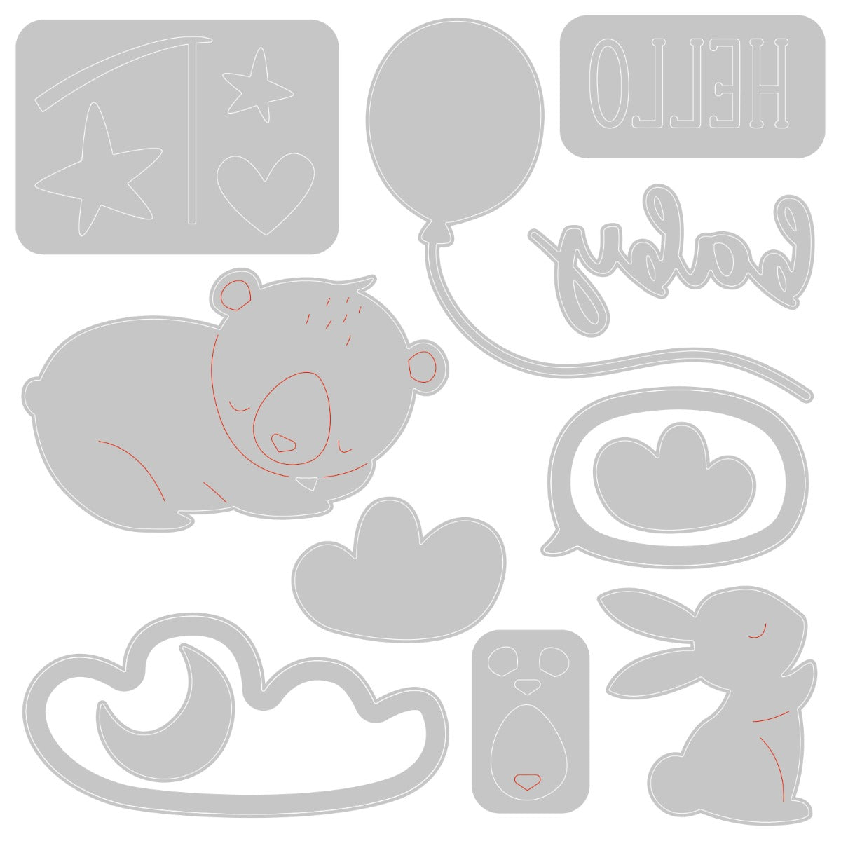 Sizzix Thinlits Die Set 12PK - Hello Baby – Sizzix.com