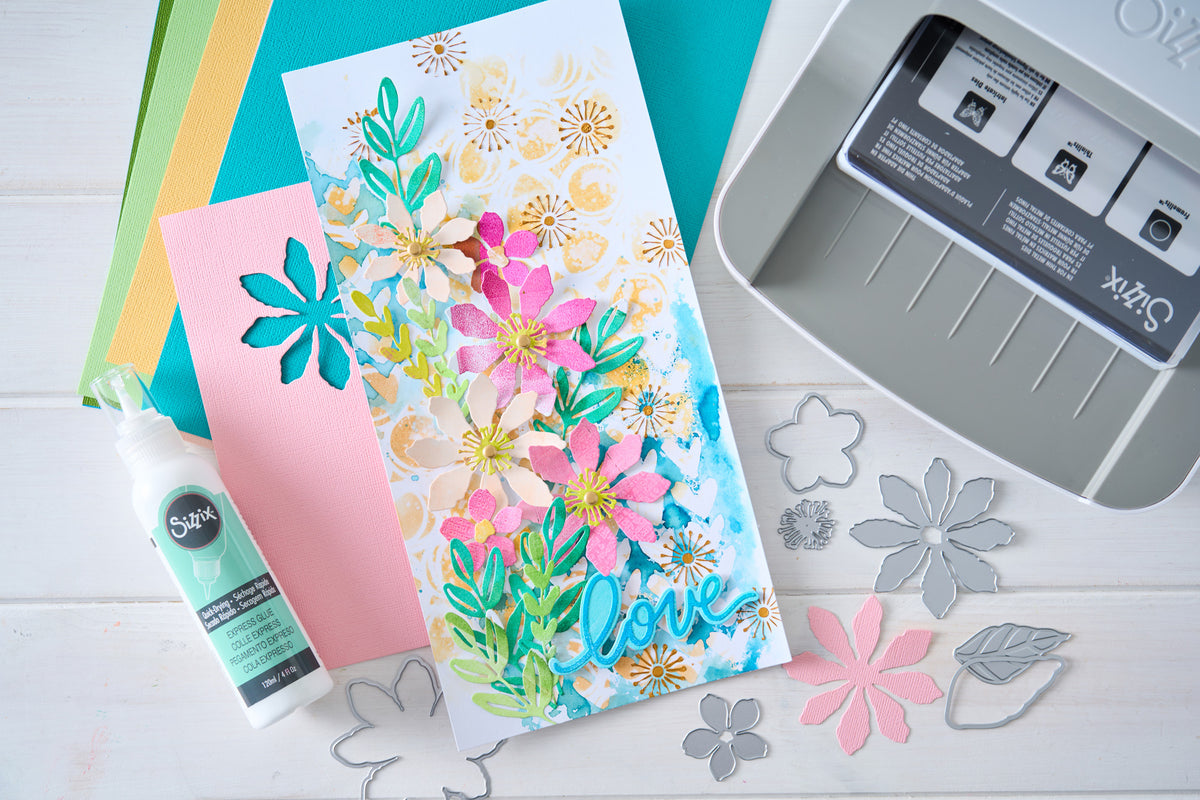 Sizzix Clear Stamps Set 16PK w/35PK Framelits Die Set - Floral Layers ...